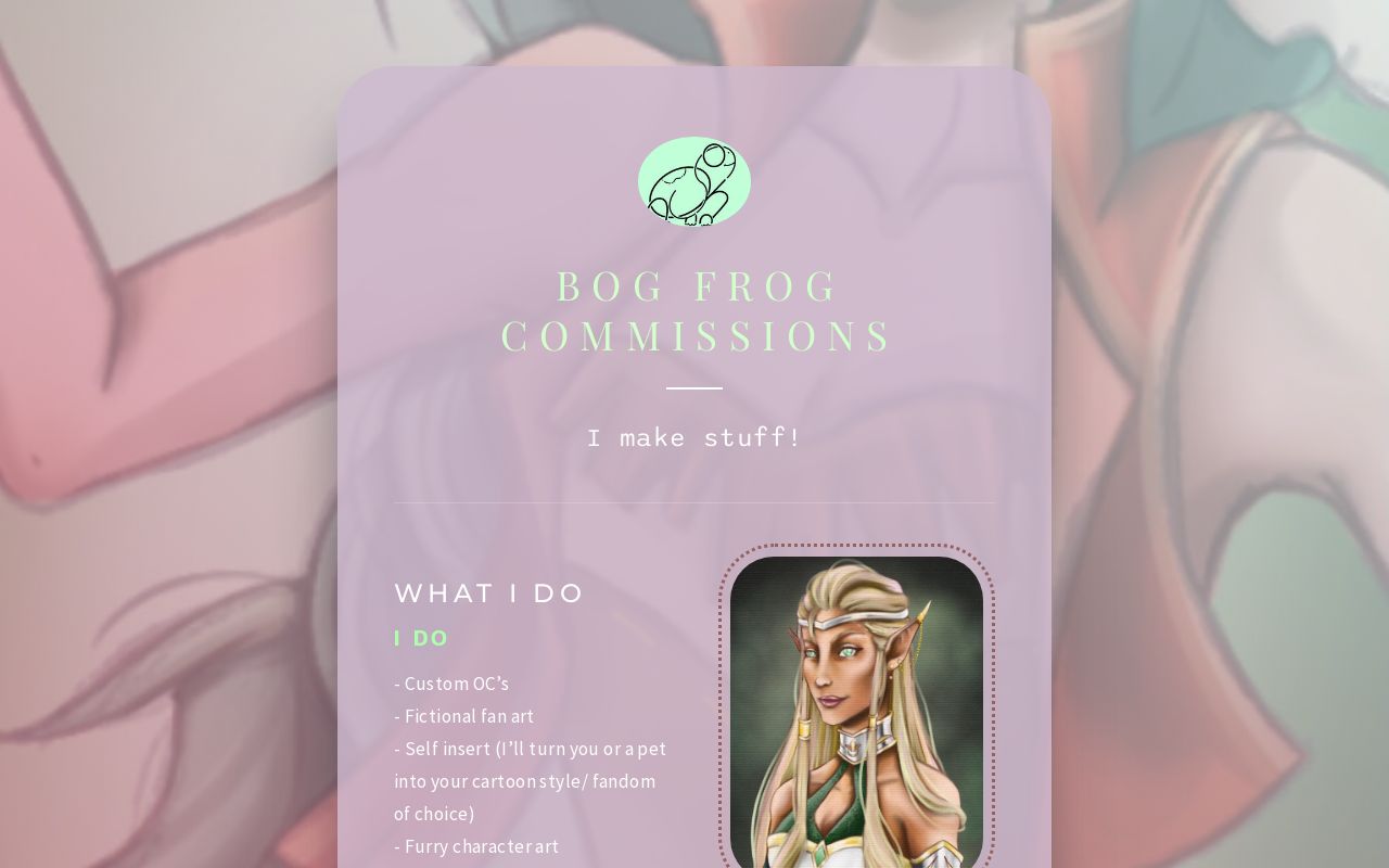 Bog frogs commissions